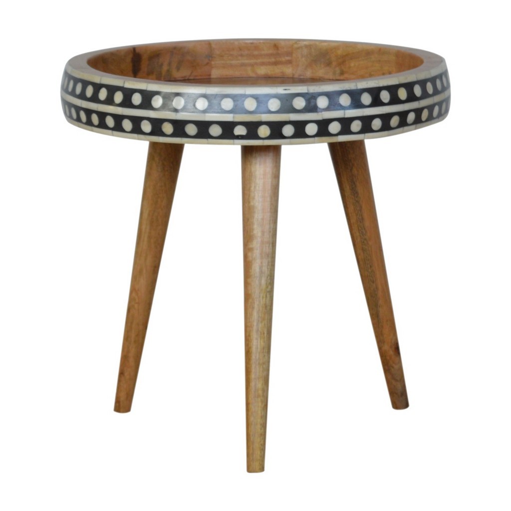 Small Spot Bone Inlay Solid Wood Occasional Or Side Table Small Spot Bone Inlay Solid Wood Occasional Or Side Table