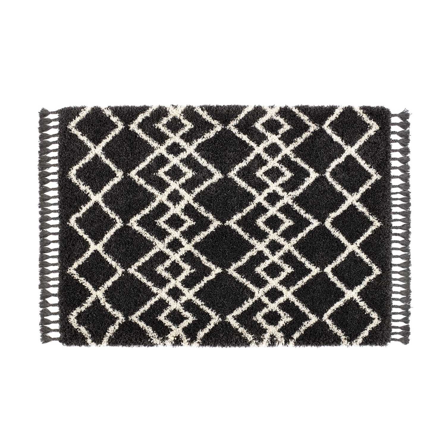 Morar Fluffy Dark Grey Rug with Tassels | Choice of Sizes | OHI