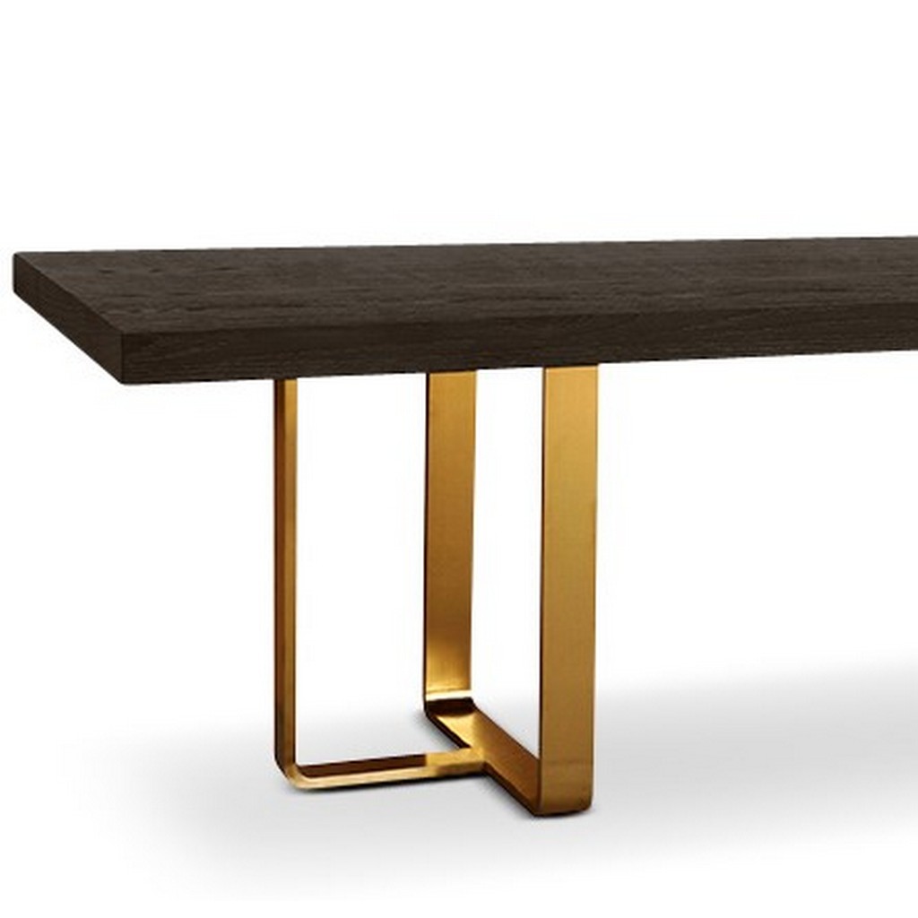 Adelaide Dining Kitchen Table in Coffee Oak Veneer with Brass Legs