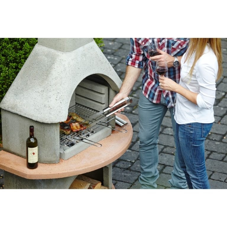 Buschbeck Carmen Masonry Grey Terracotta Barbecue with Side Table
