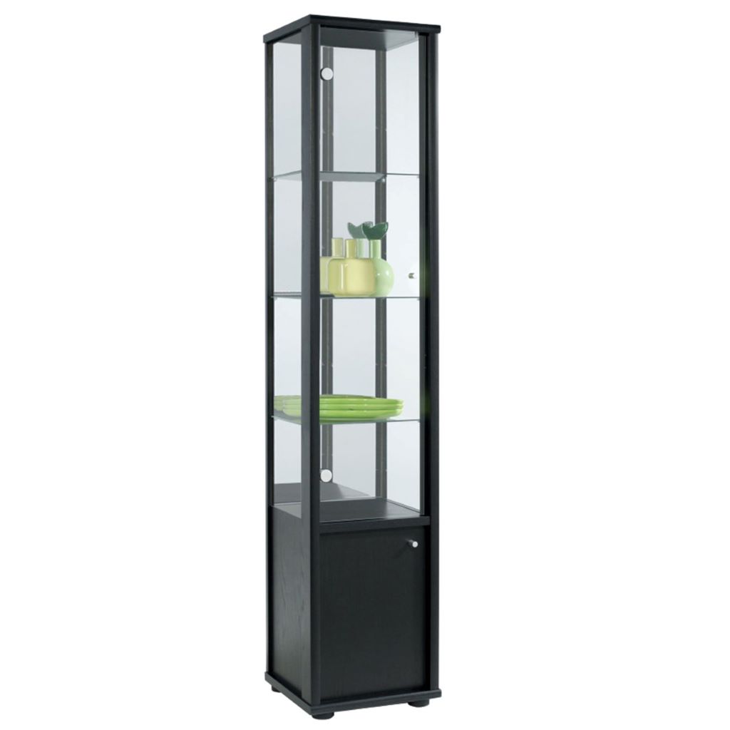 Luton Glass Display Cabinet Unit with 1 Door | White, Oak, Black or Silver