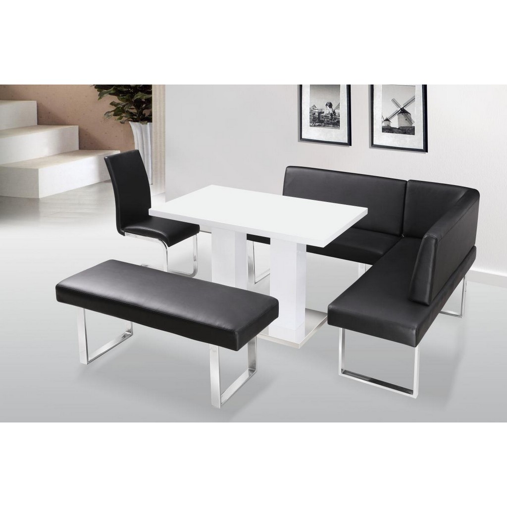 Backless Leather Dining Bench in Faux Leather | Black or White