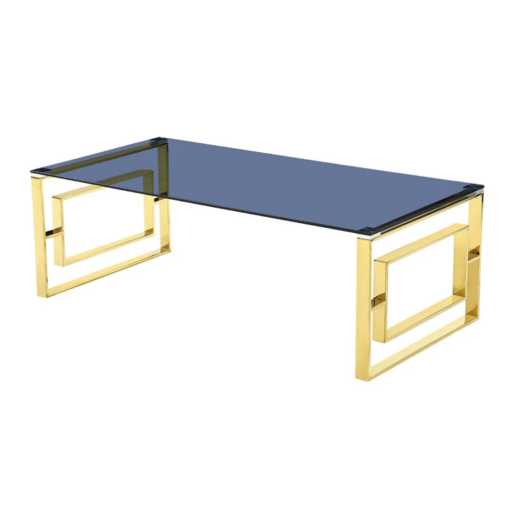 Lorenzo Glass Coffee Table with Metallic Designer Legs | Gold or Silver