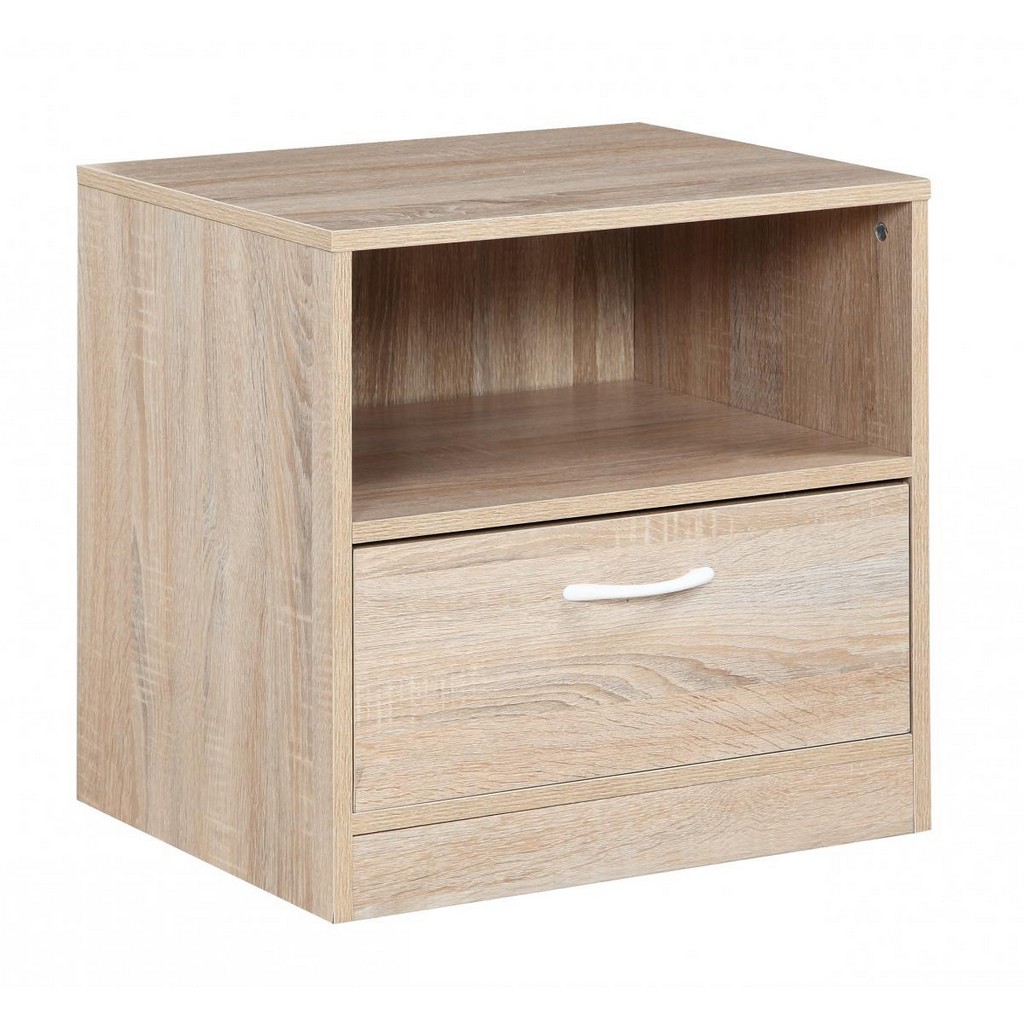 Yeames Light Wood Bedside Table in an Oak Effect Finish