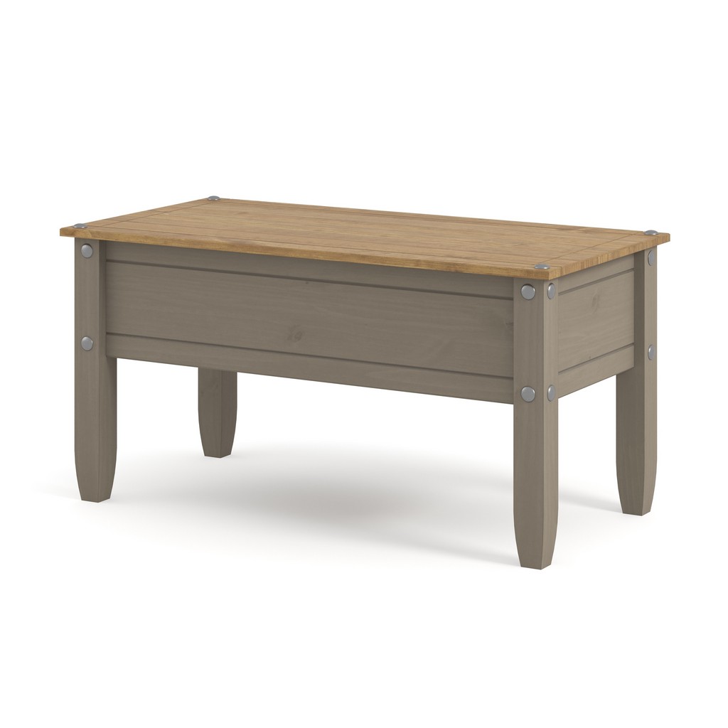 Catrell Grey Solid Pine Wood Coffee Table with Contrasting Natural Top