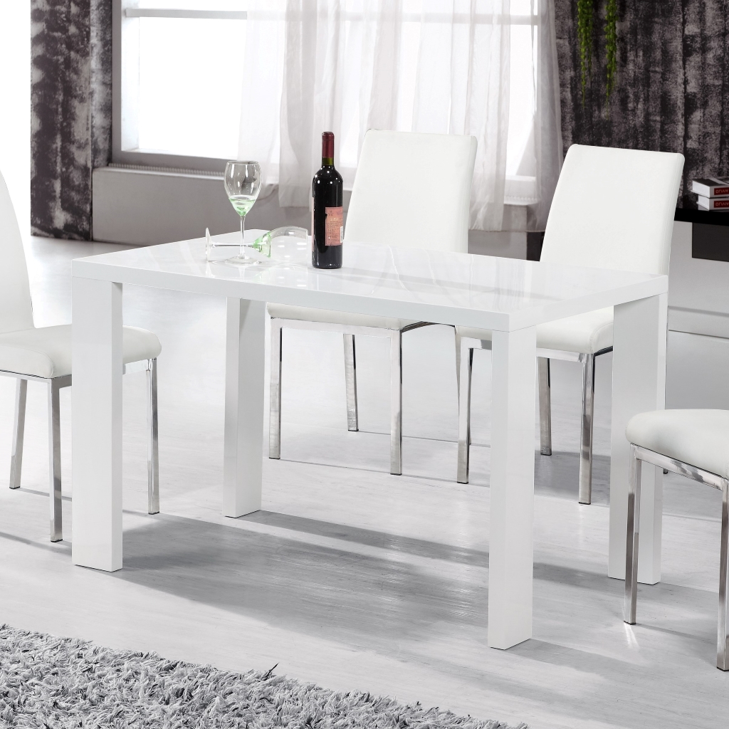 Pernice Modern White Dining Table in High Gloss | OHI