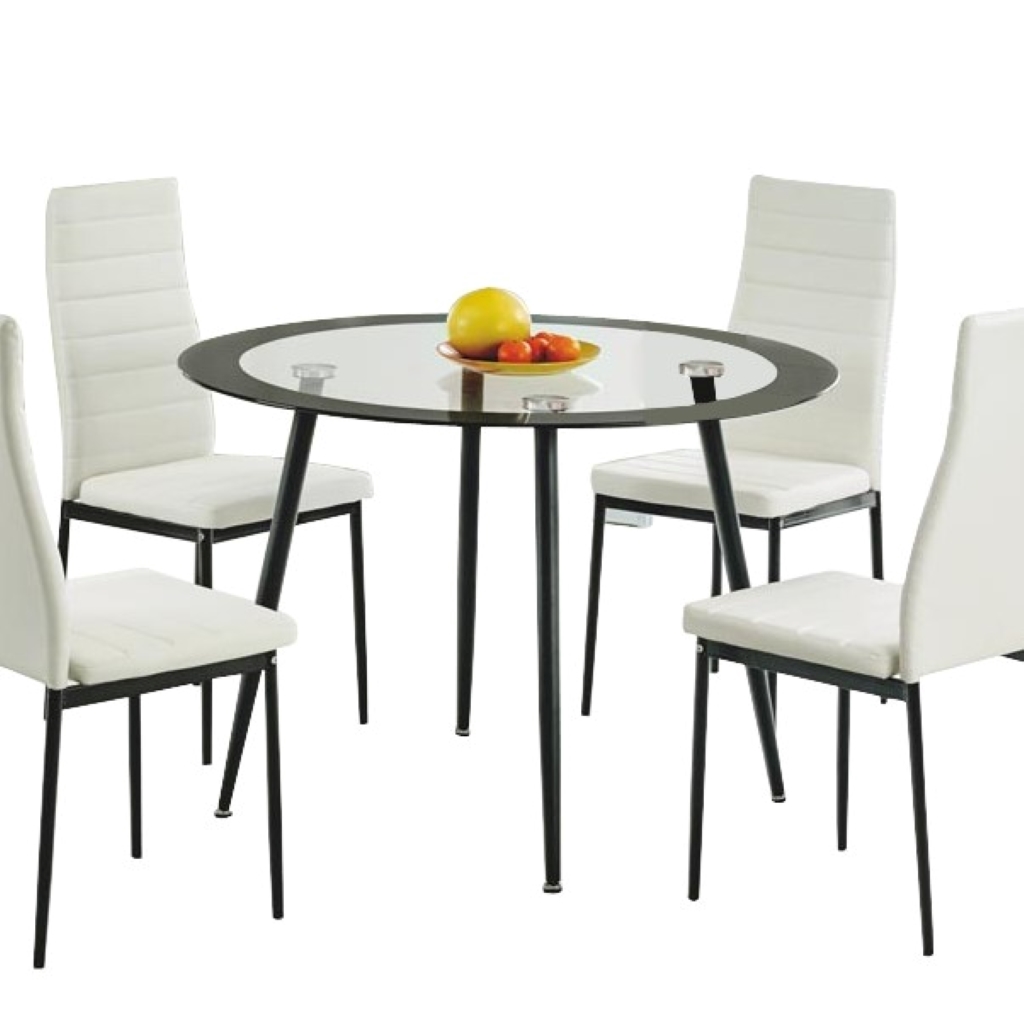 Achilleos Round Glass Dining Table with Black Edge Detail | OHI