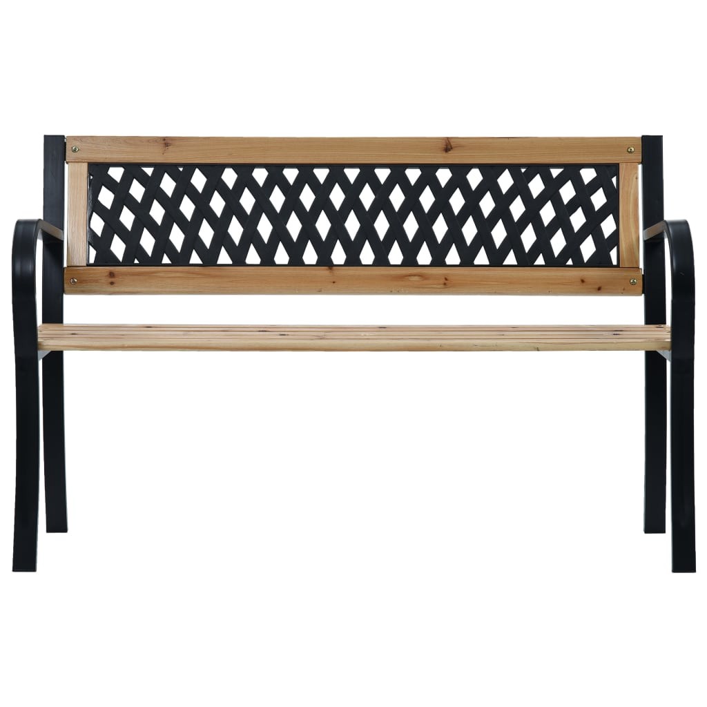Wood & Steel Lattice Design Garden Bench - 120cm